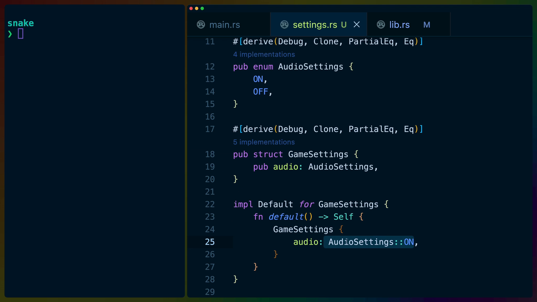 Game Settings for controlling audio playback